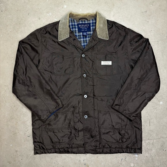 Old Navy | Jackets & Coats | Vintage Old Navy Brown Bomber Style Flannel Lined Field Chore ...